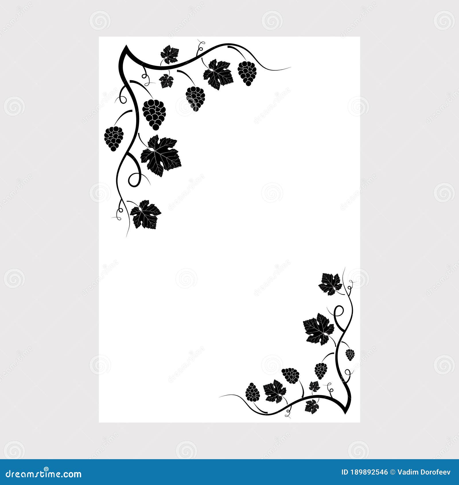 Vector Rectangular Frame Decorated With Black And White Silhouettes Of ...