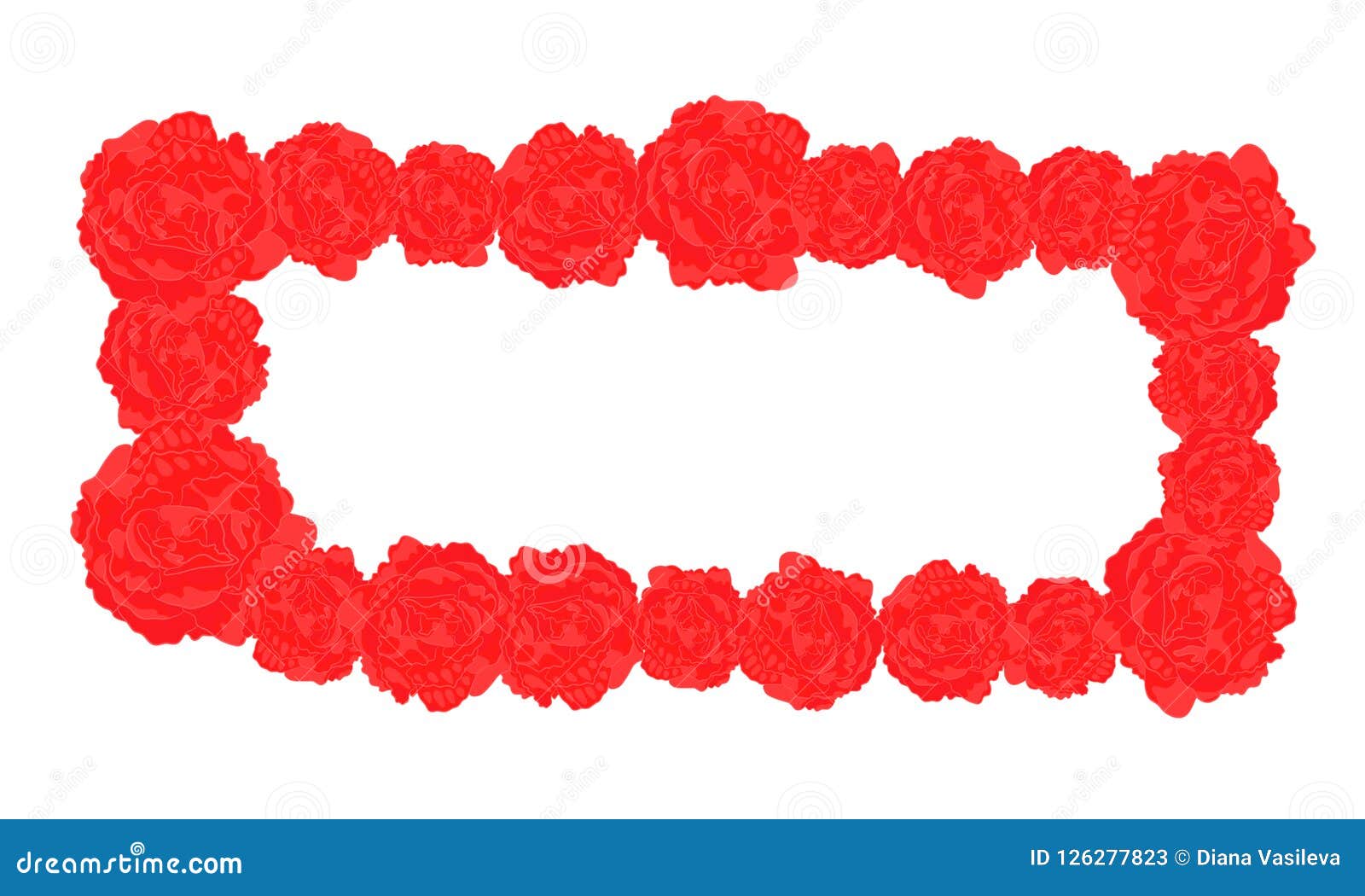 Vector Rectangular Frame of Red Roses Stock Vector - Illustration of ...