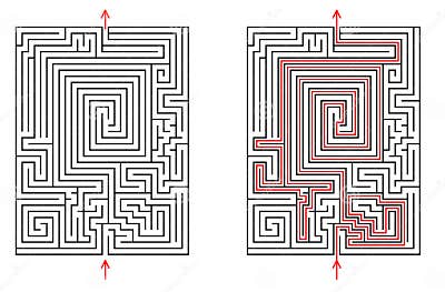 Vector Rectangular Labyrinth with Entry and Exit. Difficulty Level - Hard Stock Illustration ...