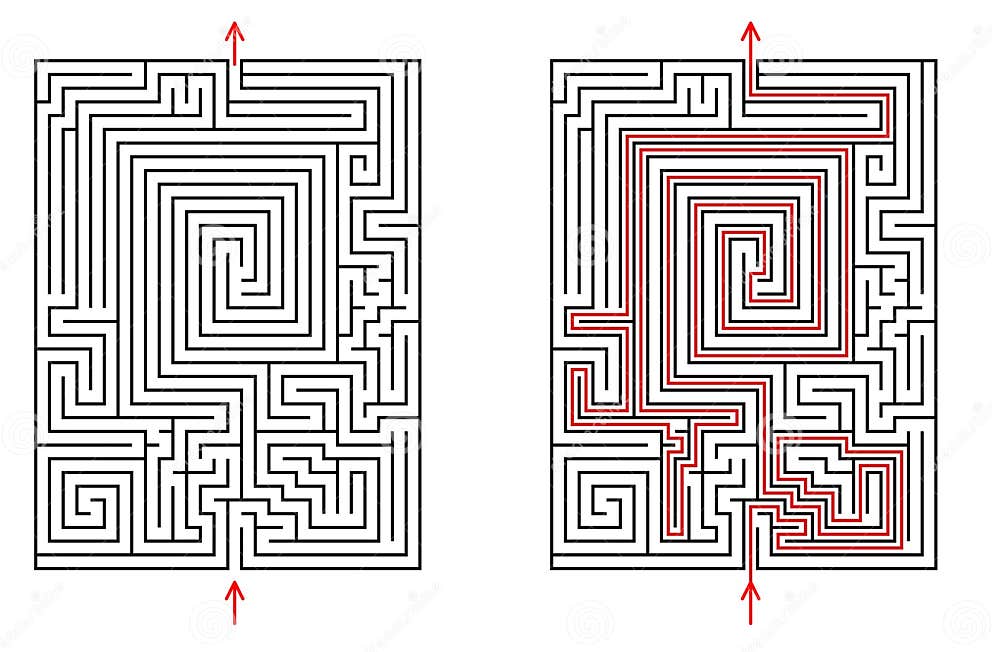 Vector Rectangular Labyrinth with Entry and Exit. Difficulty Level ...