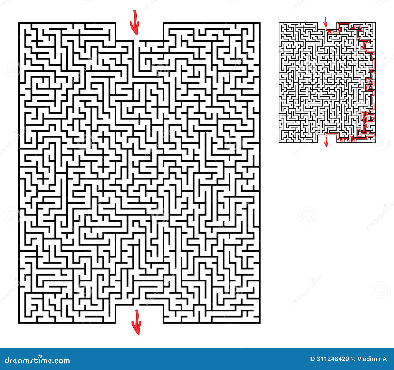 Vector Rectangular Labyrinth with Entry and Exit. Difficulty Level ...