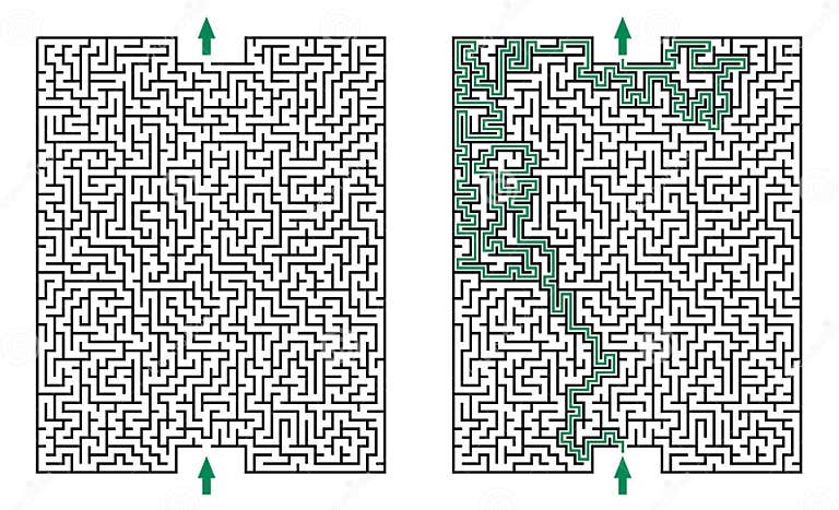 Vector Rectangular Labyrinth with Entry and Exit. Difficulty Level ...