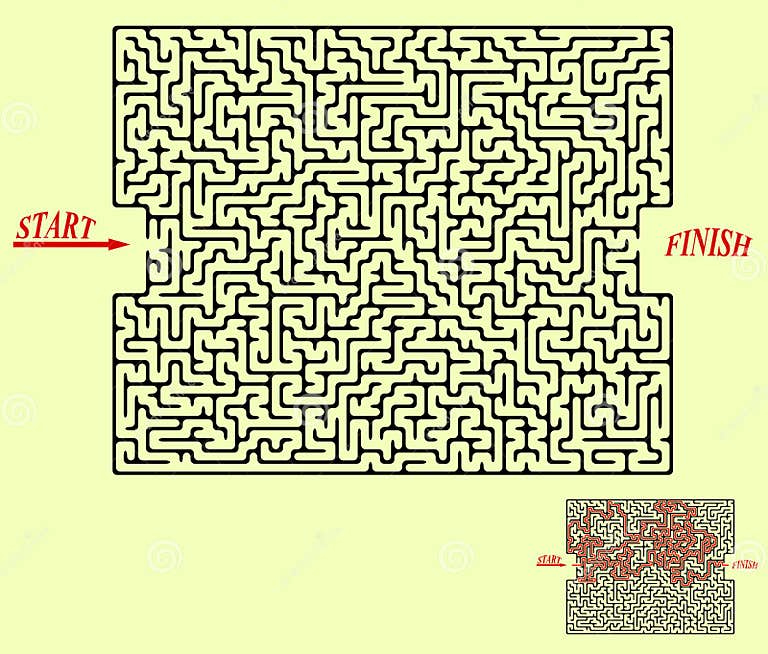 Vector Rectangular Labyrinth with Entry and Exit. Difficulty Level ...