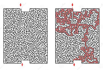 Vector Rectangular Labyrinth with Entry and Exit. Difficulty Level - Hard Stock Illustration ...