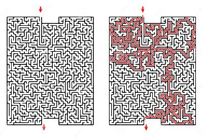Vector Rectangular Labyrinth with Entry and Exit. Difficulty Level ...