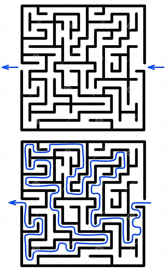 Vector Rectangular Labyrinth with Entry and Exit. Difficulty Level ...