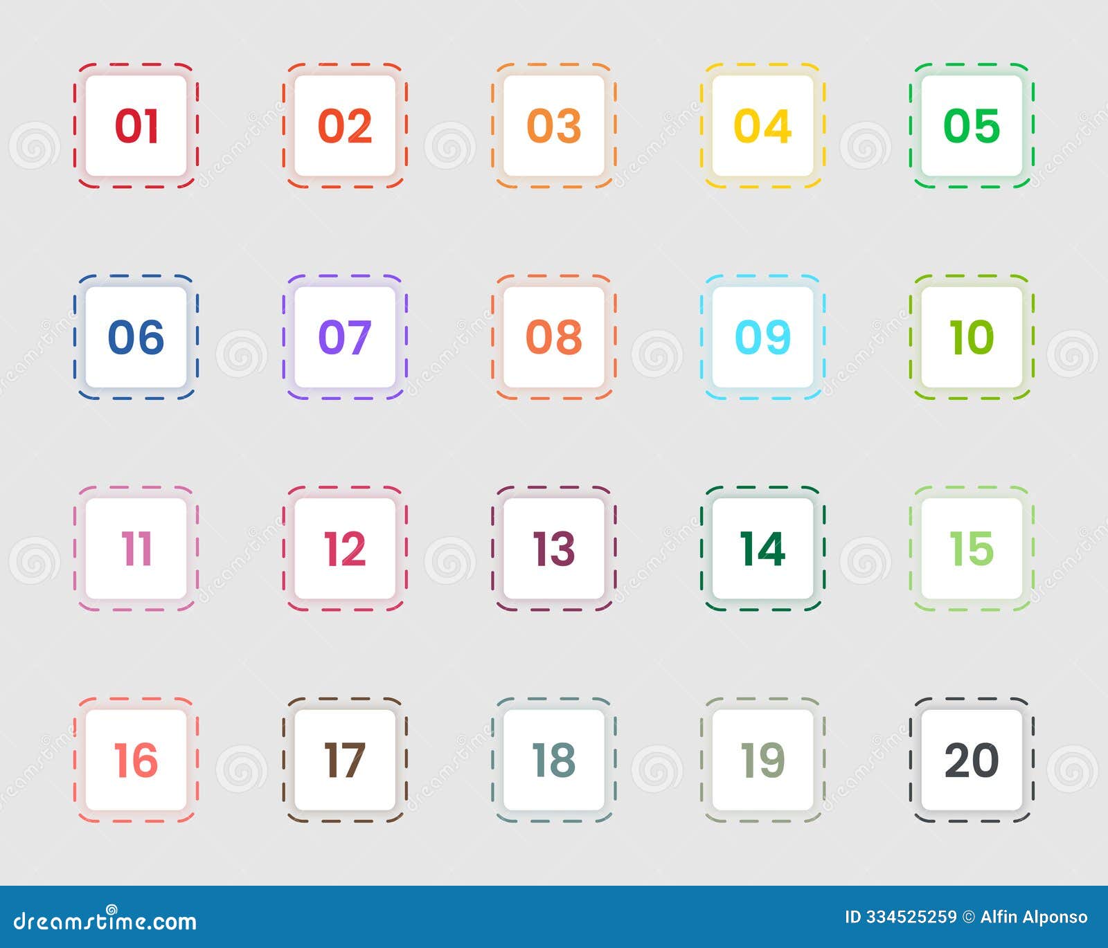 Vector Rectangular Points Numbers from One To Twenty Stock Illustration ...
