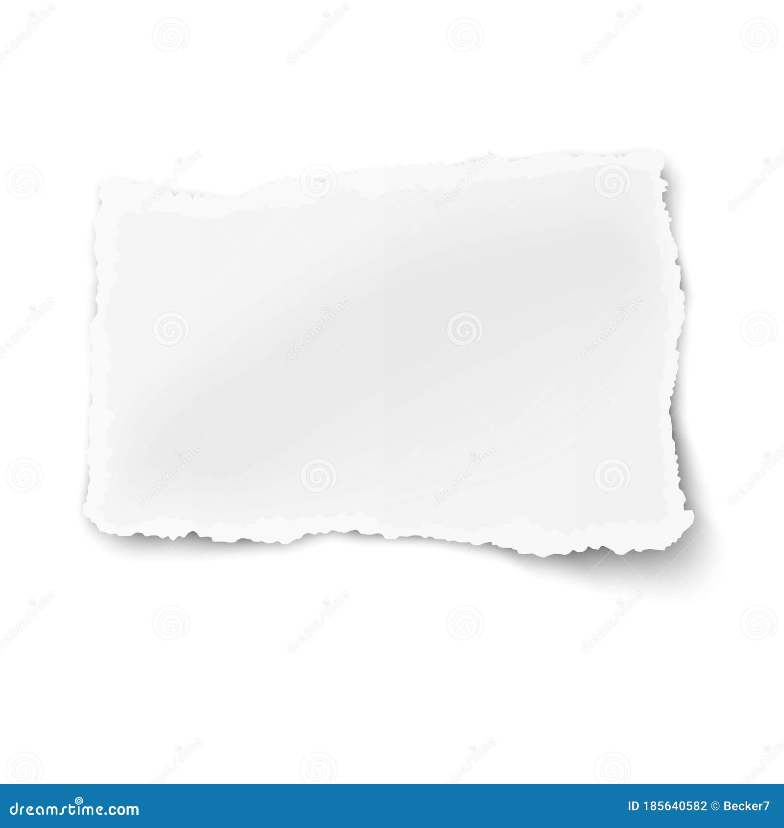 Vector Rectangular Square Ragged Paper Fragment with Soft Shadow ...