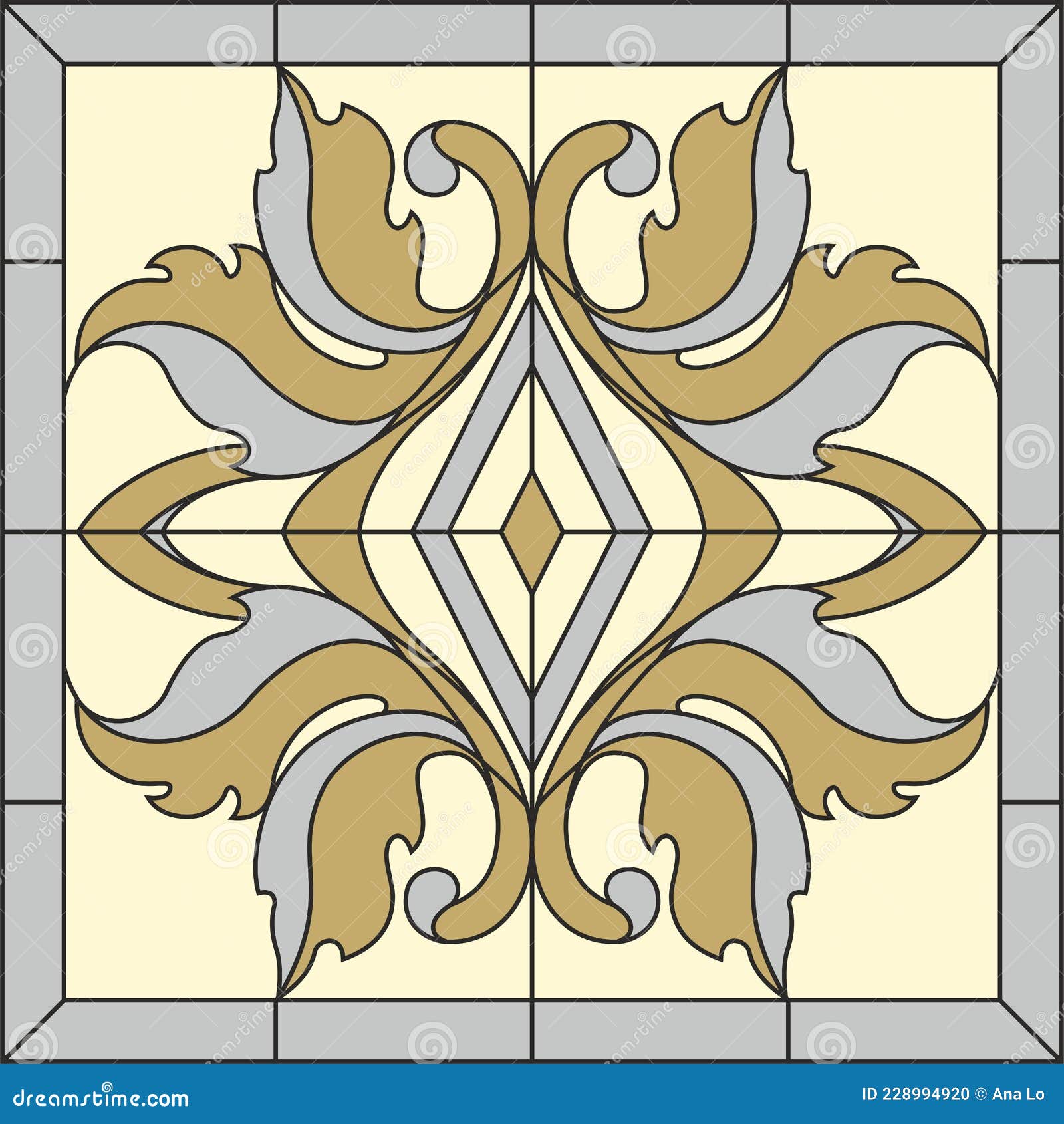 Vector Rectangular Stained Glass Pattern. Stock Vector - Illustration ...