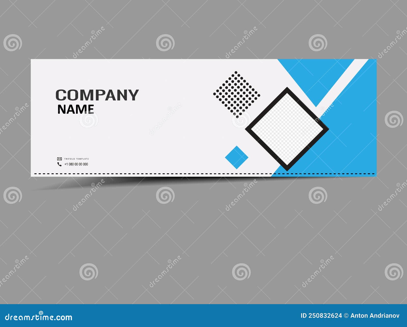 Vector Rectangular Web Banner Template with Blue Element Stock Vector ...
