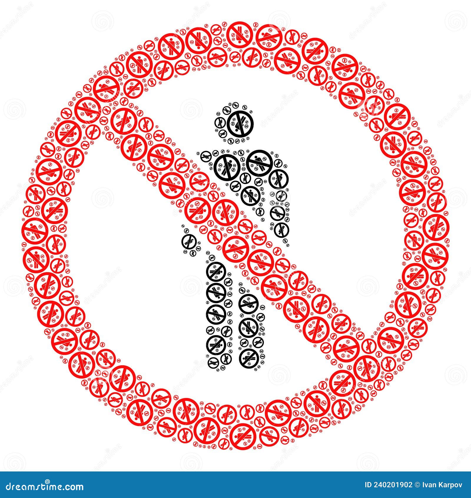 Fractal Stop Man Icon Collage Stock Vector - Illustration of ...