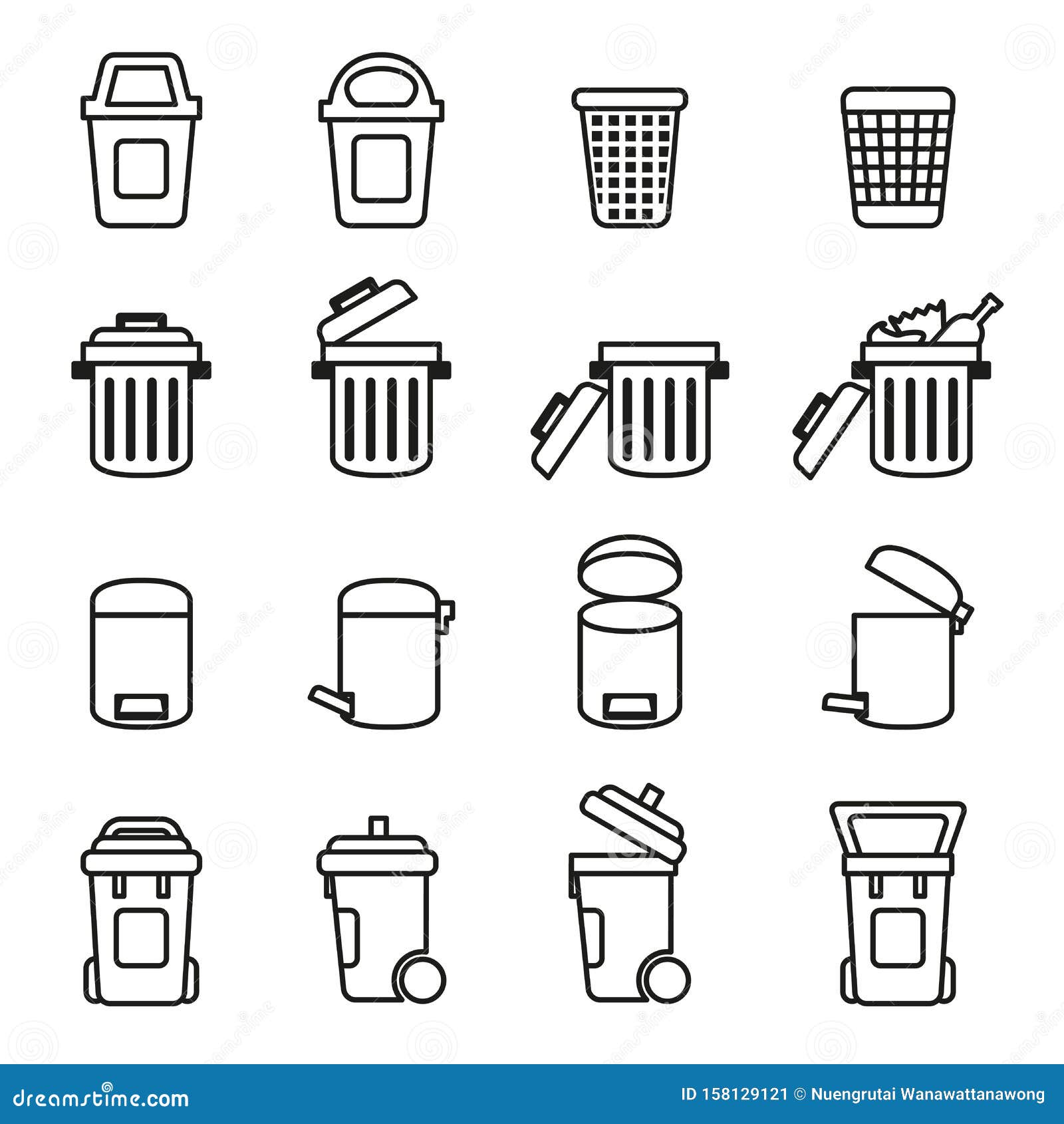 Garbage Icons Set On White Background. Vector | CartoonDealer.com #90817379