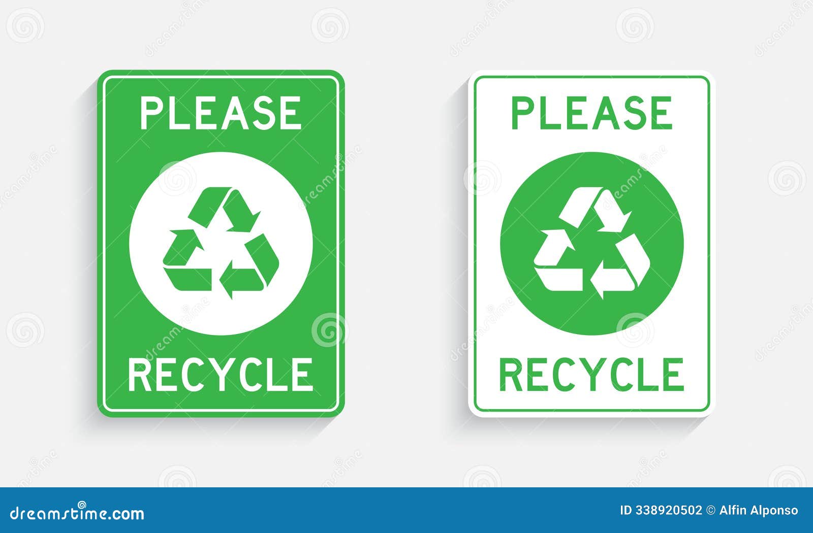 Vector Recycle Signs Green and White Stock Vector - Illustration of ...