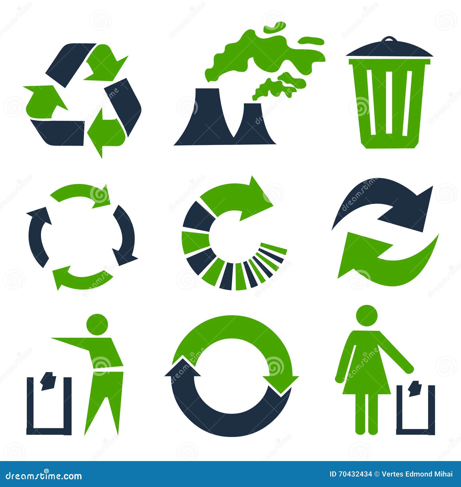 Recycle Signs. Recycle Arrow Collection. Recycling Icon Set. Vector ...