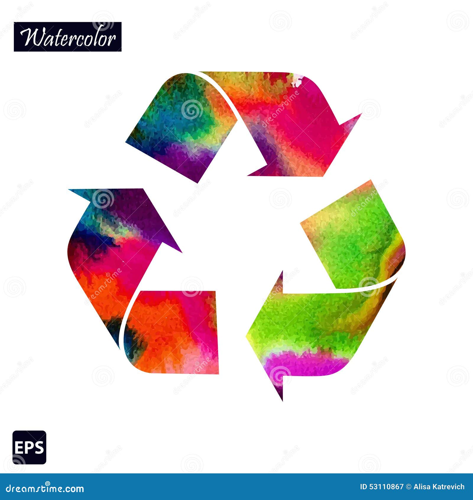 Vector Recycle Symbol with Watercolor Colors Stock Vector ...