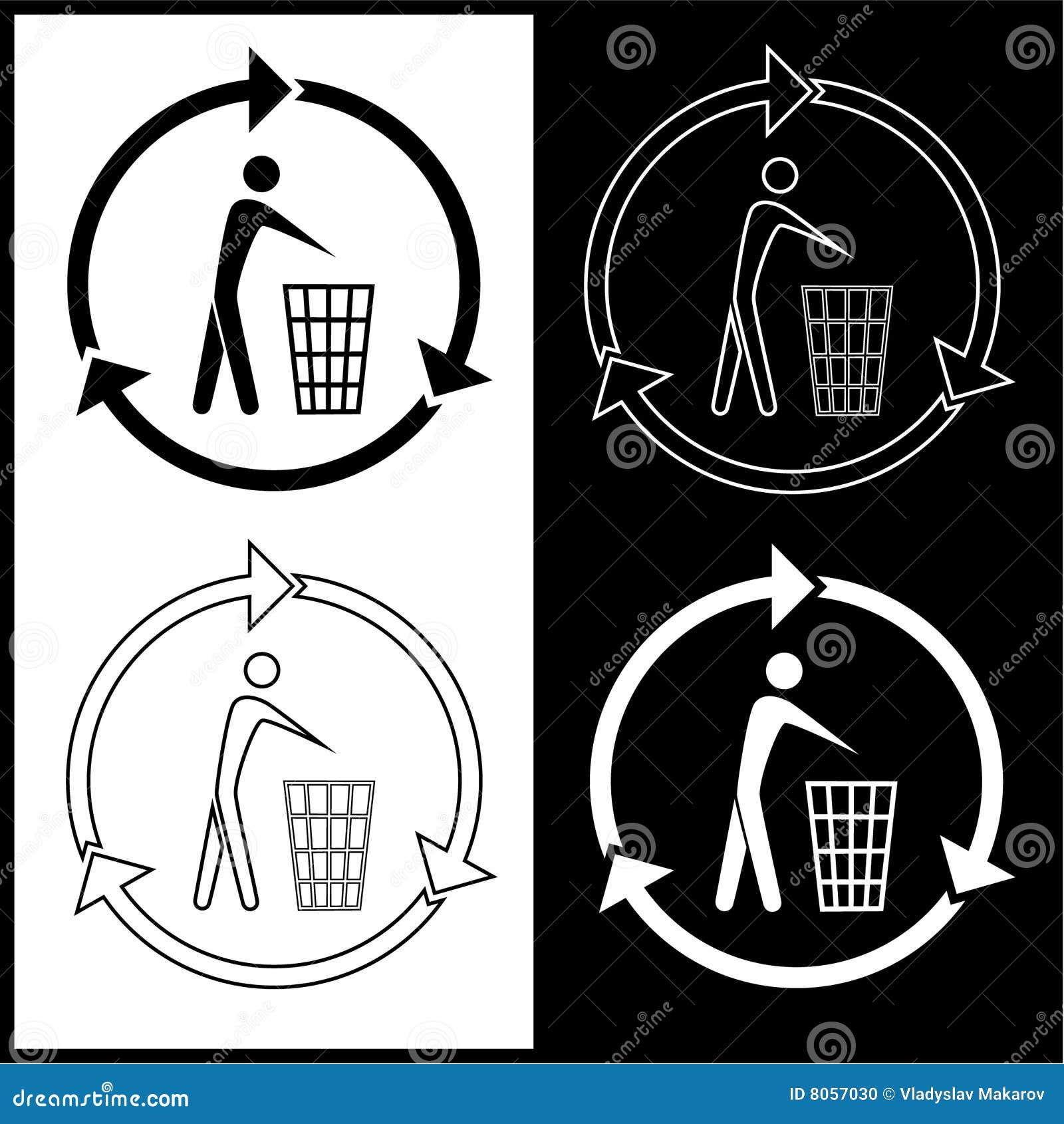 Vector Set Of Recycling Wheelie Bin Icons. Separate Waste And Garbage ... Vector Set Of Recycling Wheelie Bin Icons. Separate Waste And Garbage ...