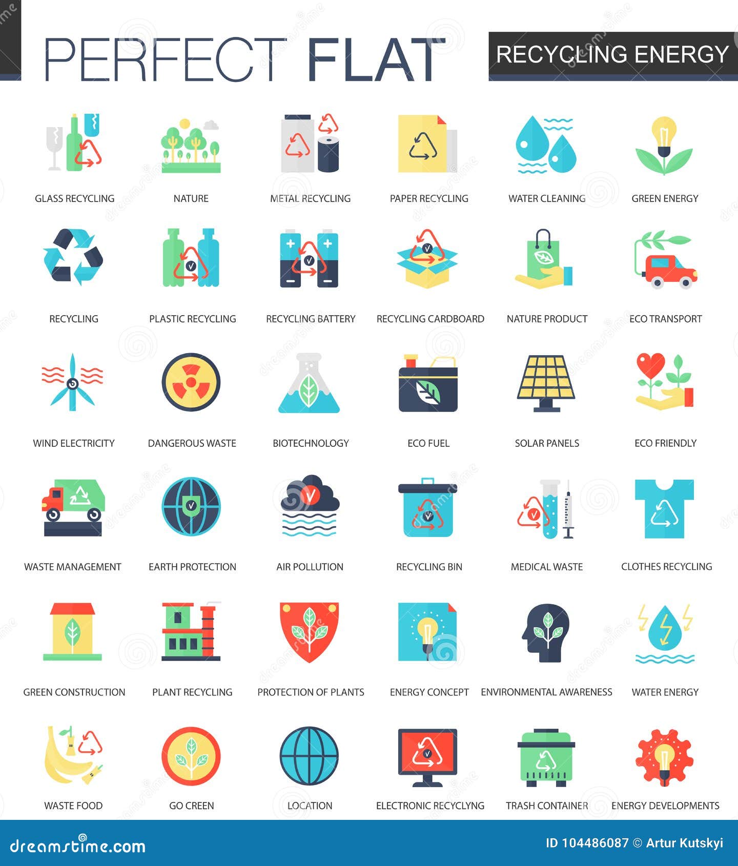 Vector Recycling Energy Complex Flat Icon Concept. Web Infographic ...