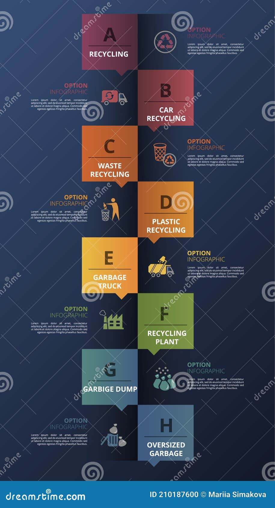 Infographic Recycling Template. Icons in Different Colors. Include ...