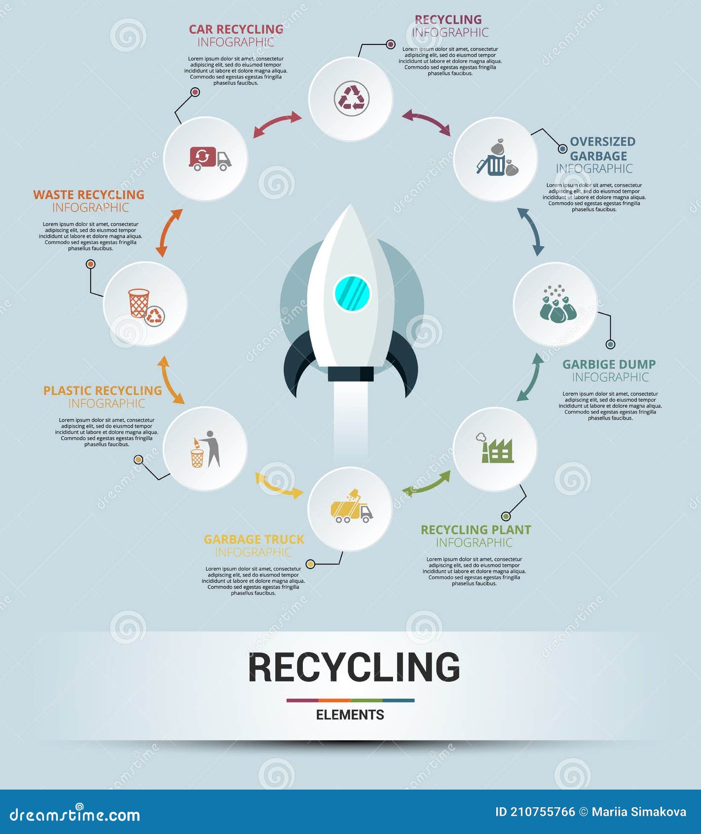 Infographic Recycling Template. Icons In Different Colors. Include ...