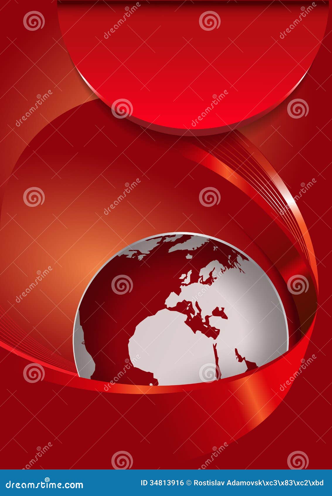 Vector Red Abstract Brochure Background with 3D Globe Stock ...
