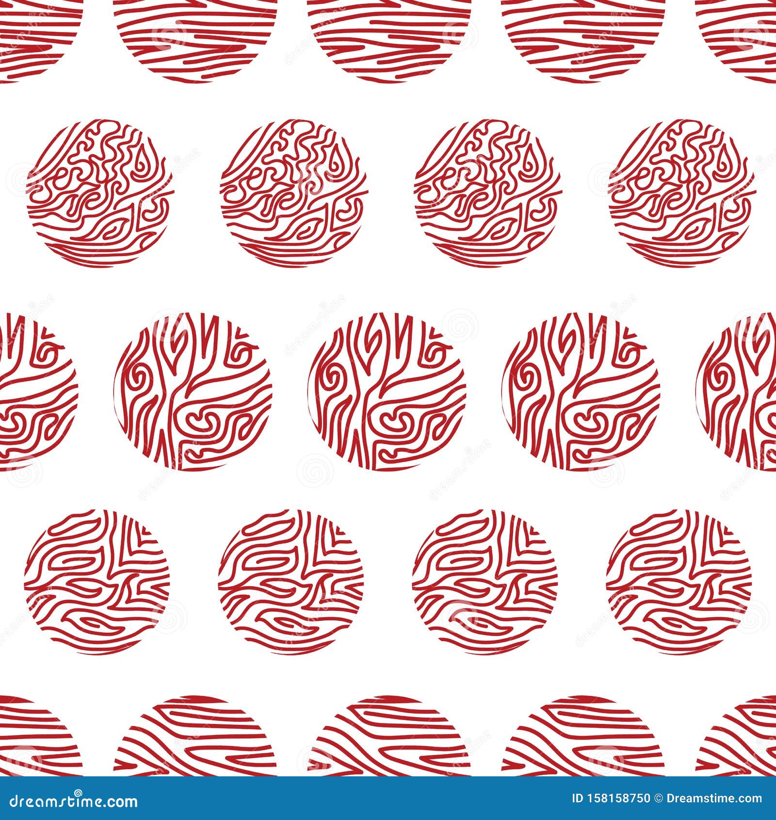 Vector Red Abstract Circles on White Seamless Repeat Pattern Stock ...
