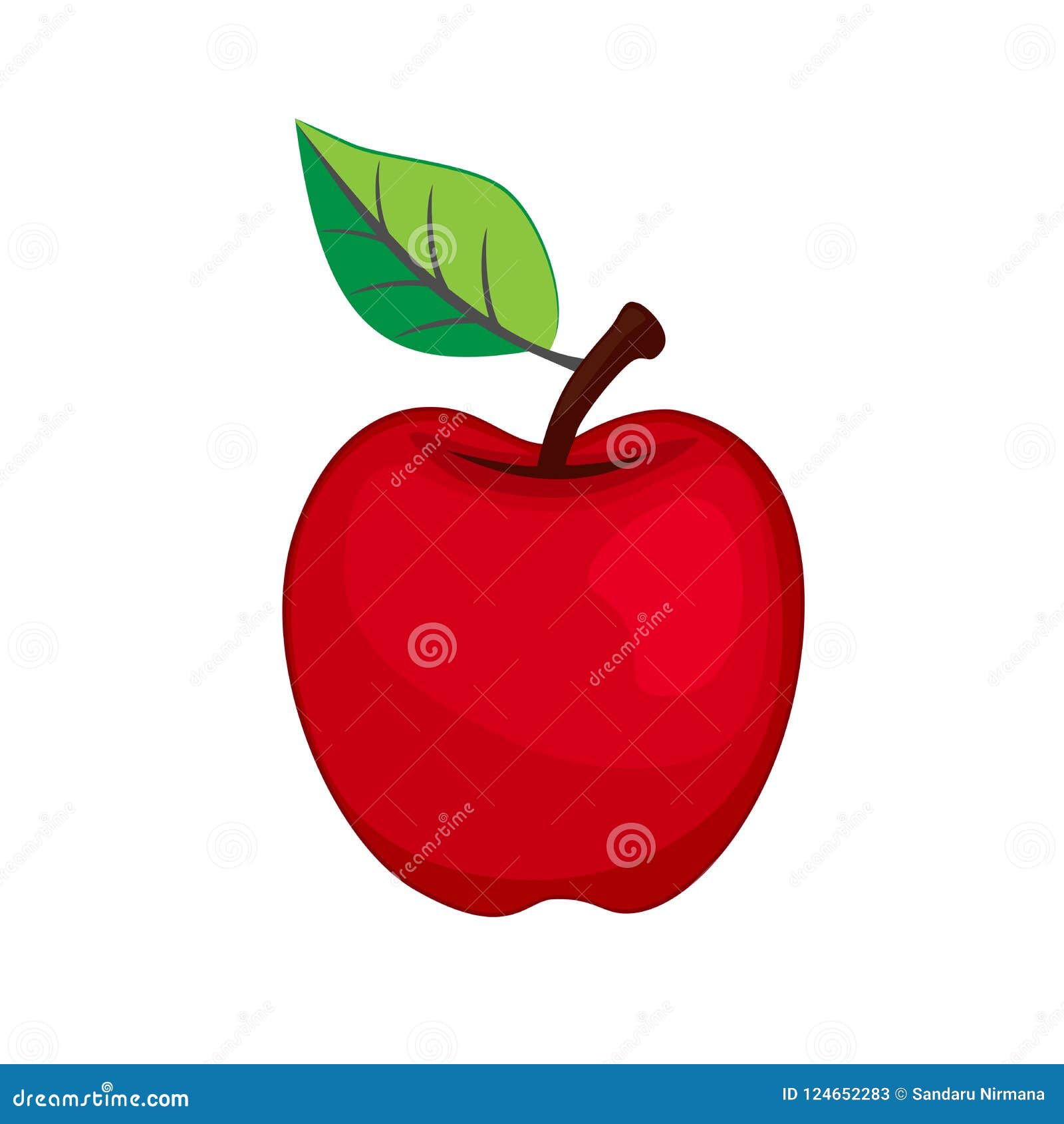 Vector Red Apple with Leaf Icon on White Background Stock Vector ...