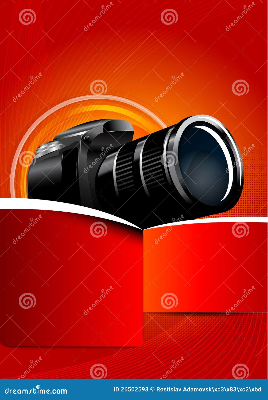 Vector Red Background with Digital Camera Stock Illustration ...