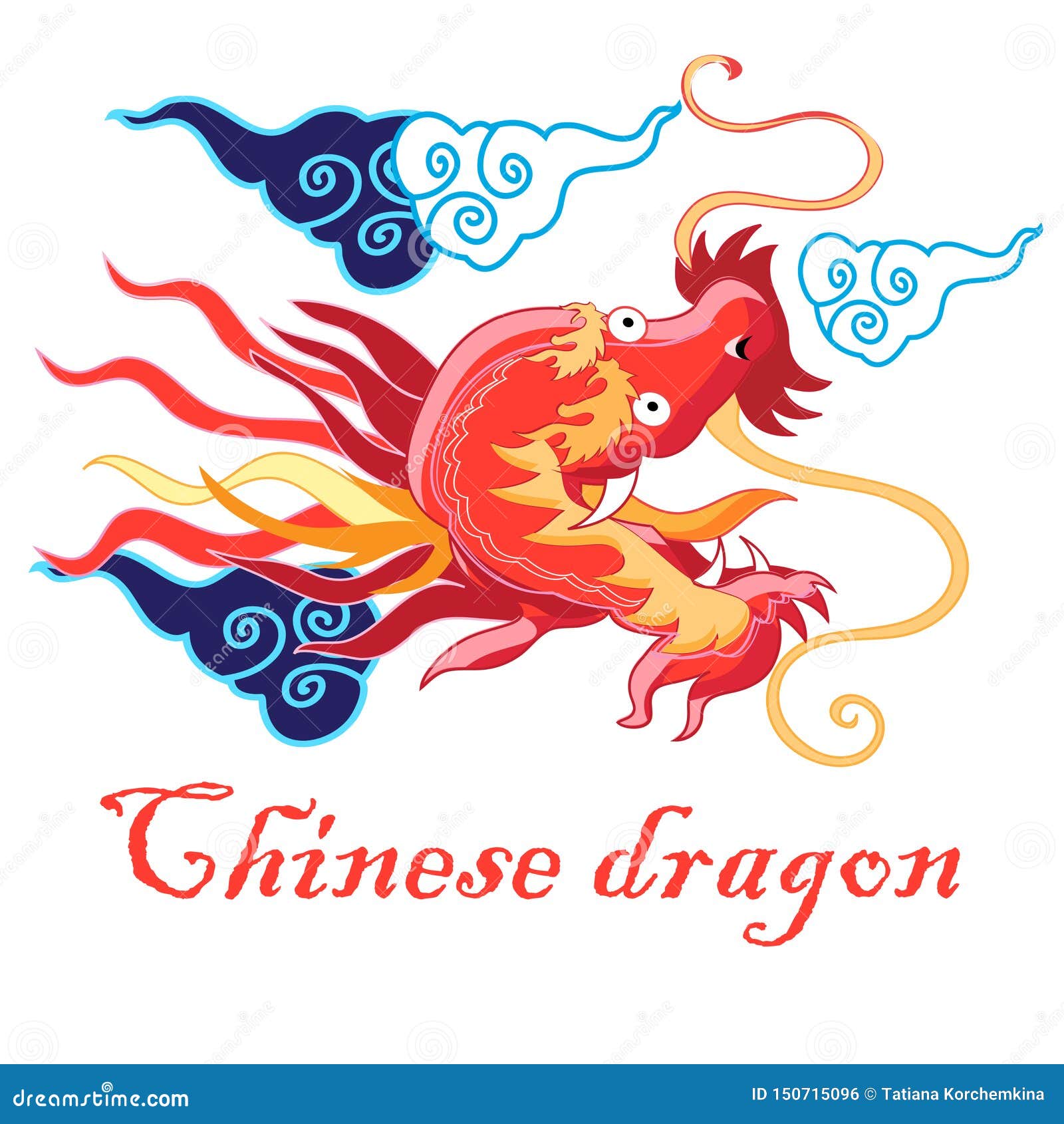 Vector Red Beautiful Chinese Dragon Portrait Isolated Stock ...