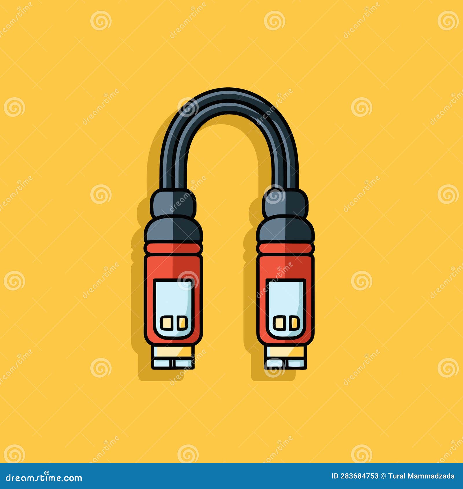 Vector of a Red and Black Cable Connected To a Yellow Background Stock ...