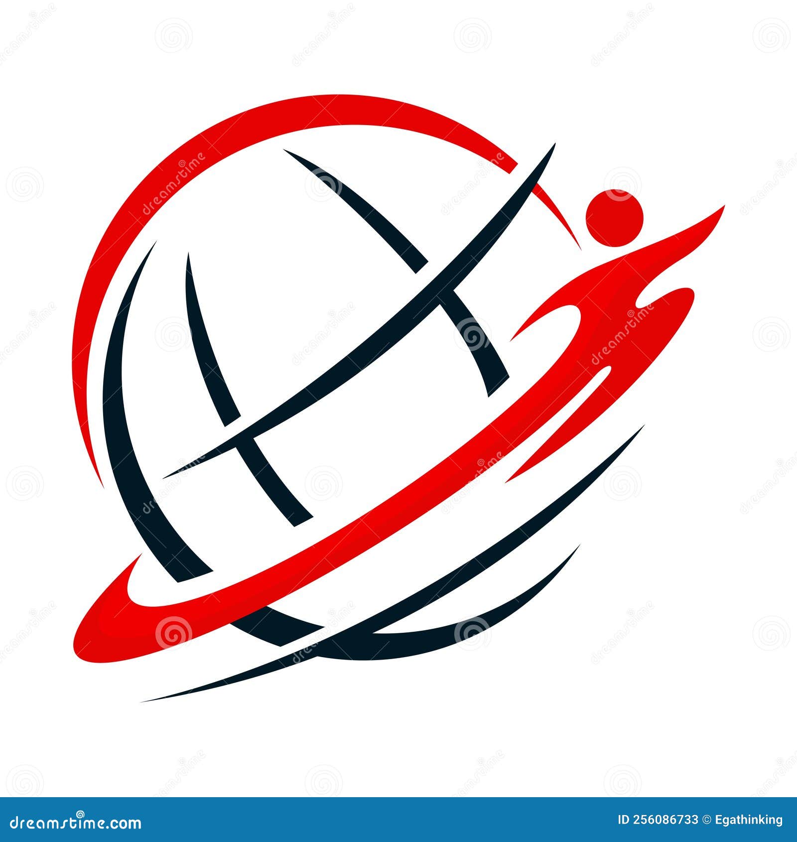 Vector Red and Black Globe Logo Icon and Its Surroundings Stock ...