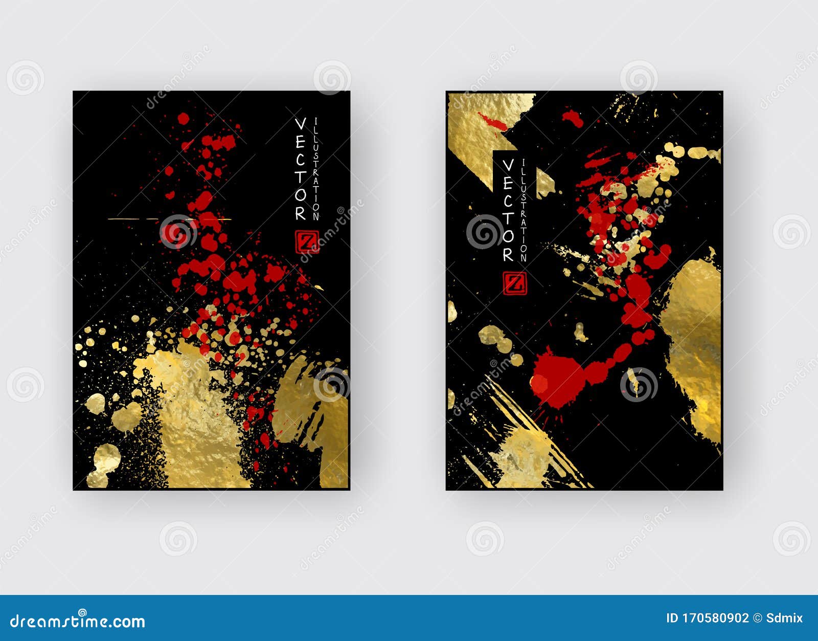Vector Red, Black and Gold Design Templates for Brochures. Golden ...