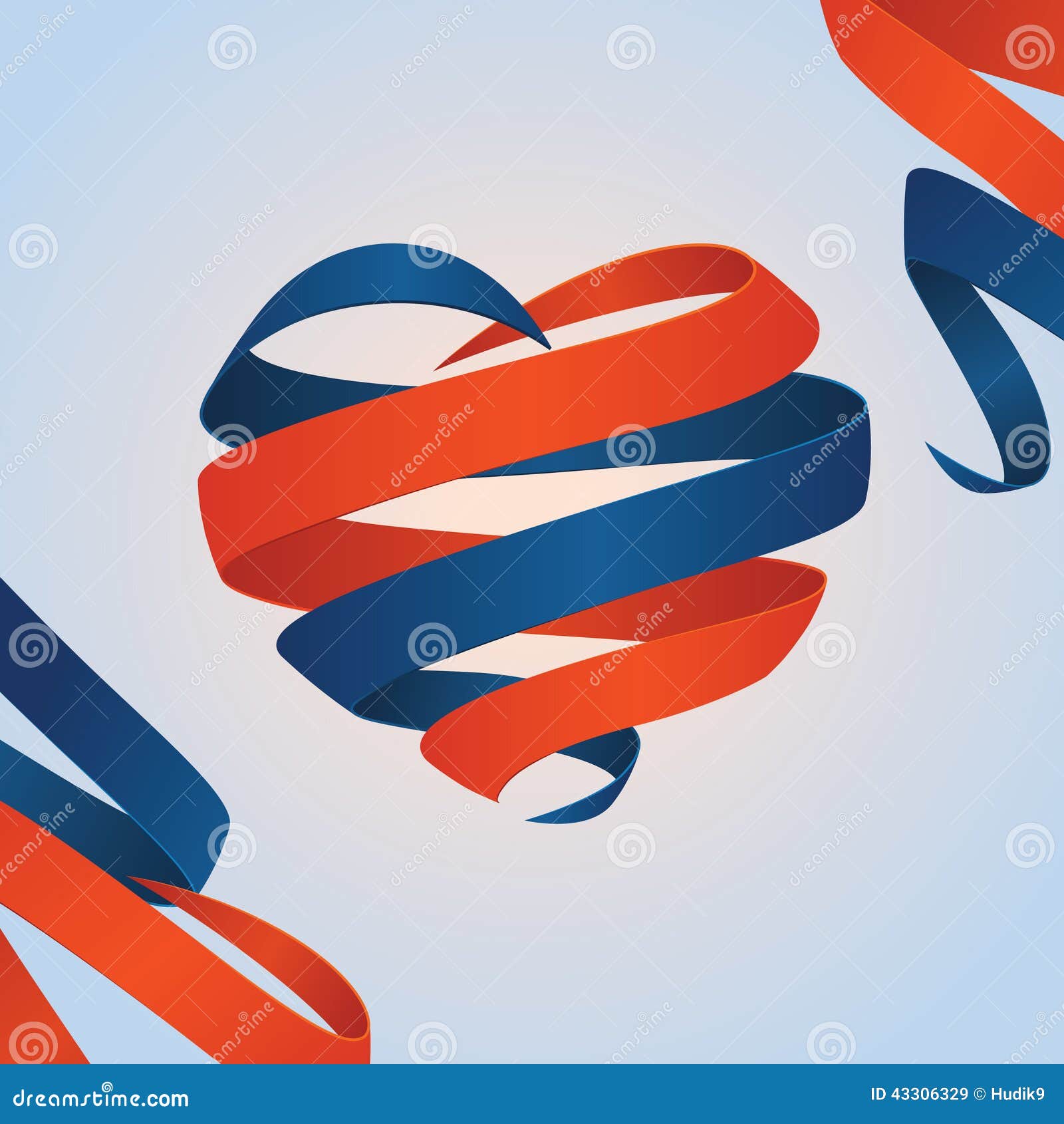 Vector Red and Blue Crossed Ribbon Heart Stock Vector - Illustration of ...