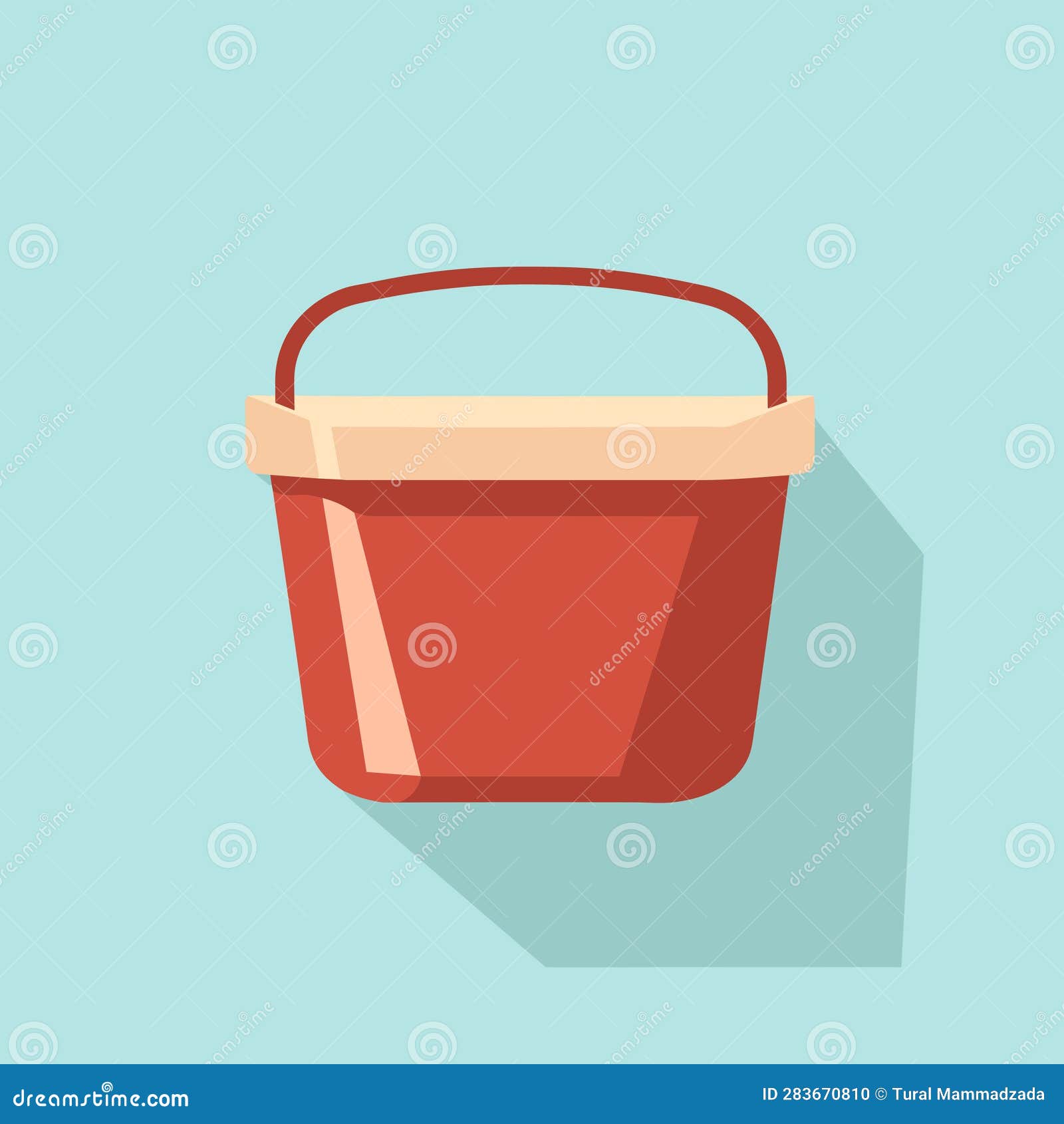 Vector of a Red Bucket on a Blue Background - Flat Icon Vector ...