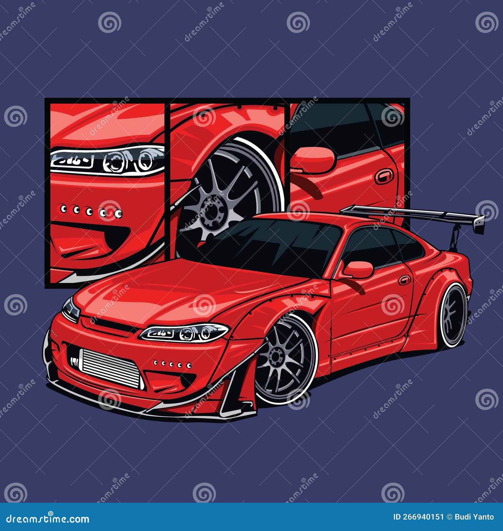 Vector Red Car with Detailing Stock Vector - Illustration of concept ...