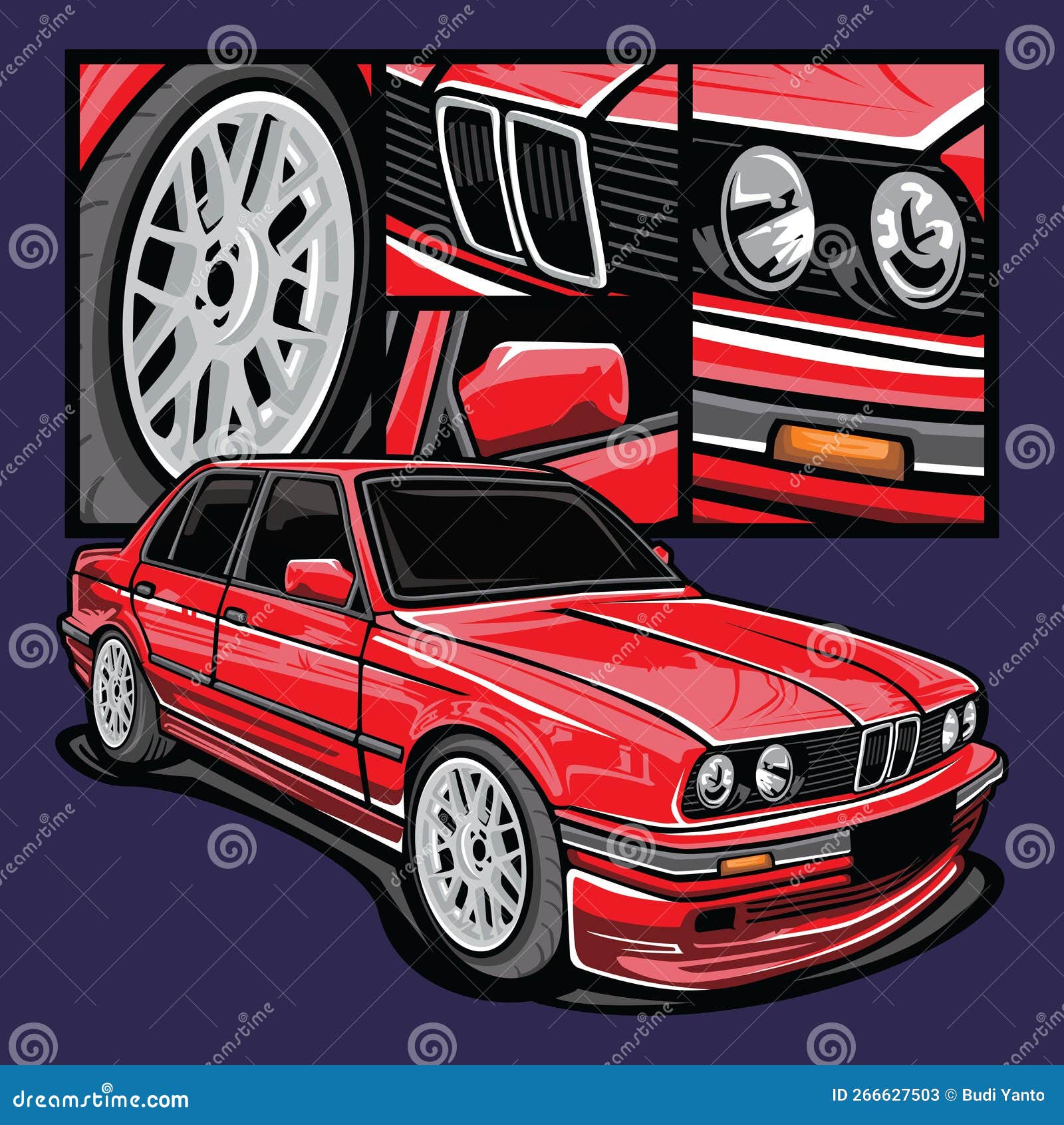 Vector Red Car with Details Stock Vector - Illustration of sports, race ...