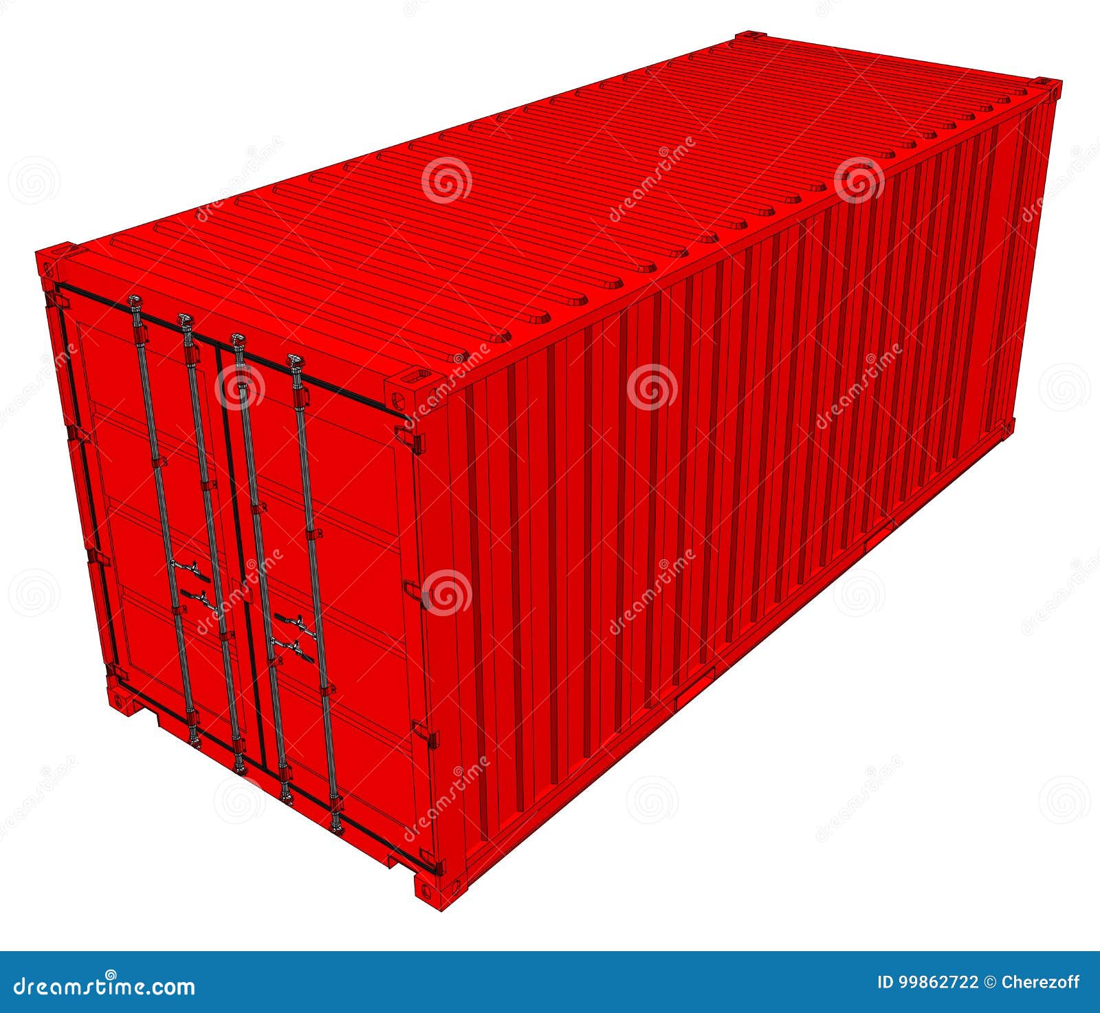 Vector of Red Cargo Container Stock Vector - Illustration of mode ...