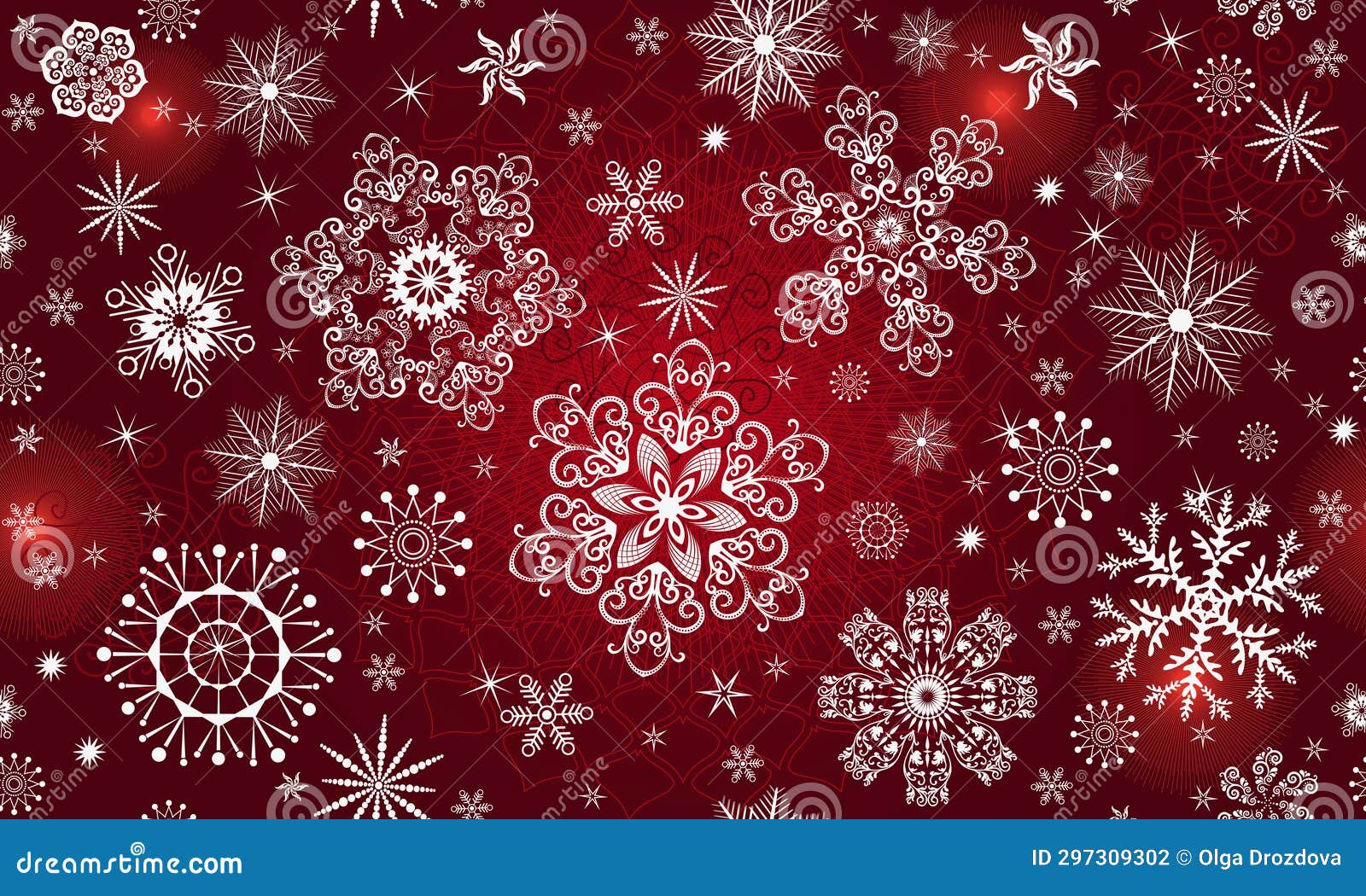 Vector Red Christmas Seamless Pattern with Snowflakes Stock ...