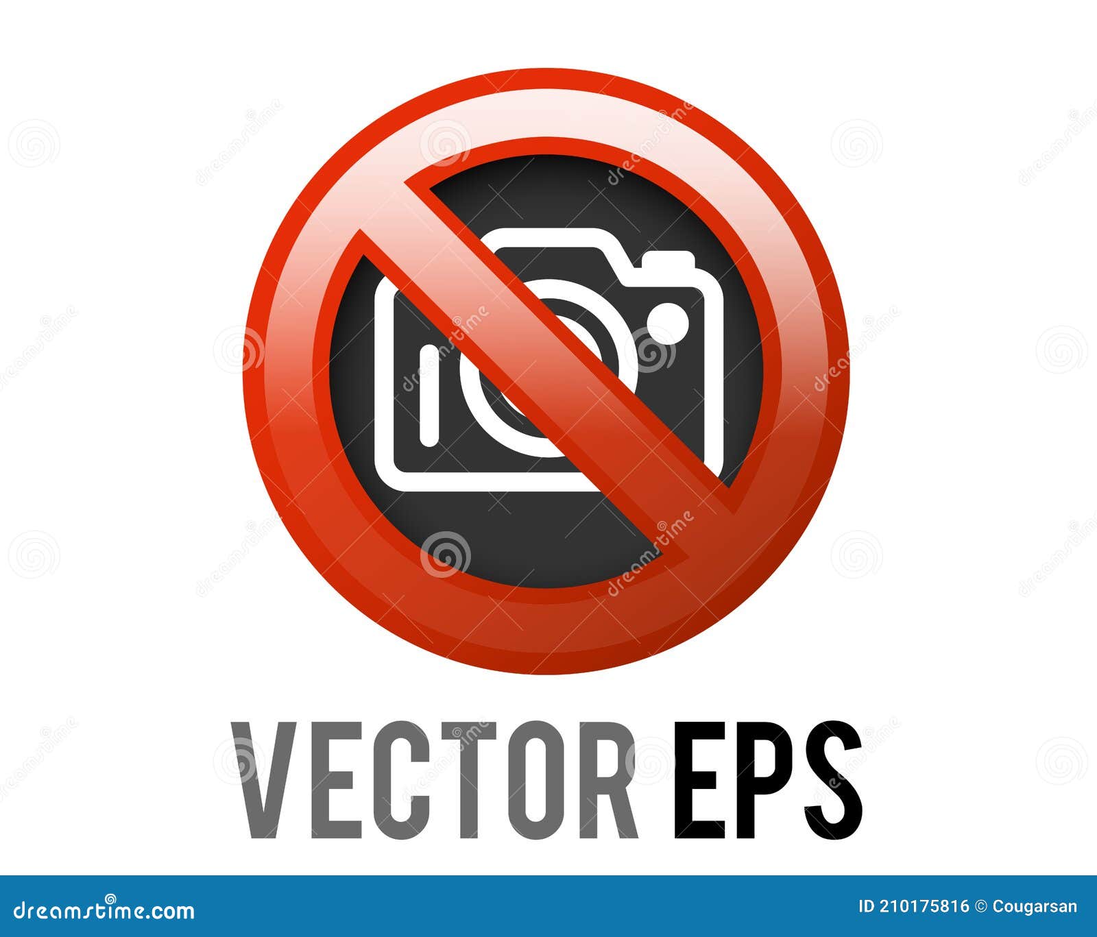 Vector Red Circle Restricted Icon with Camera Phone and Red Stroke ...