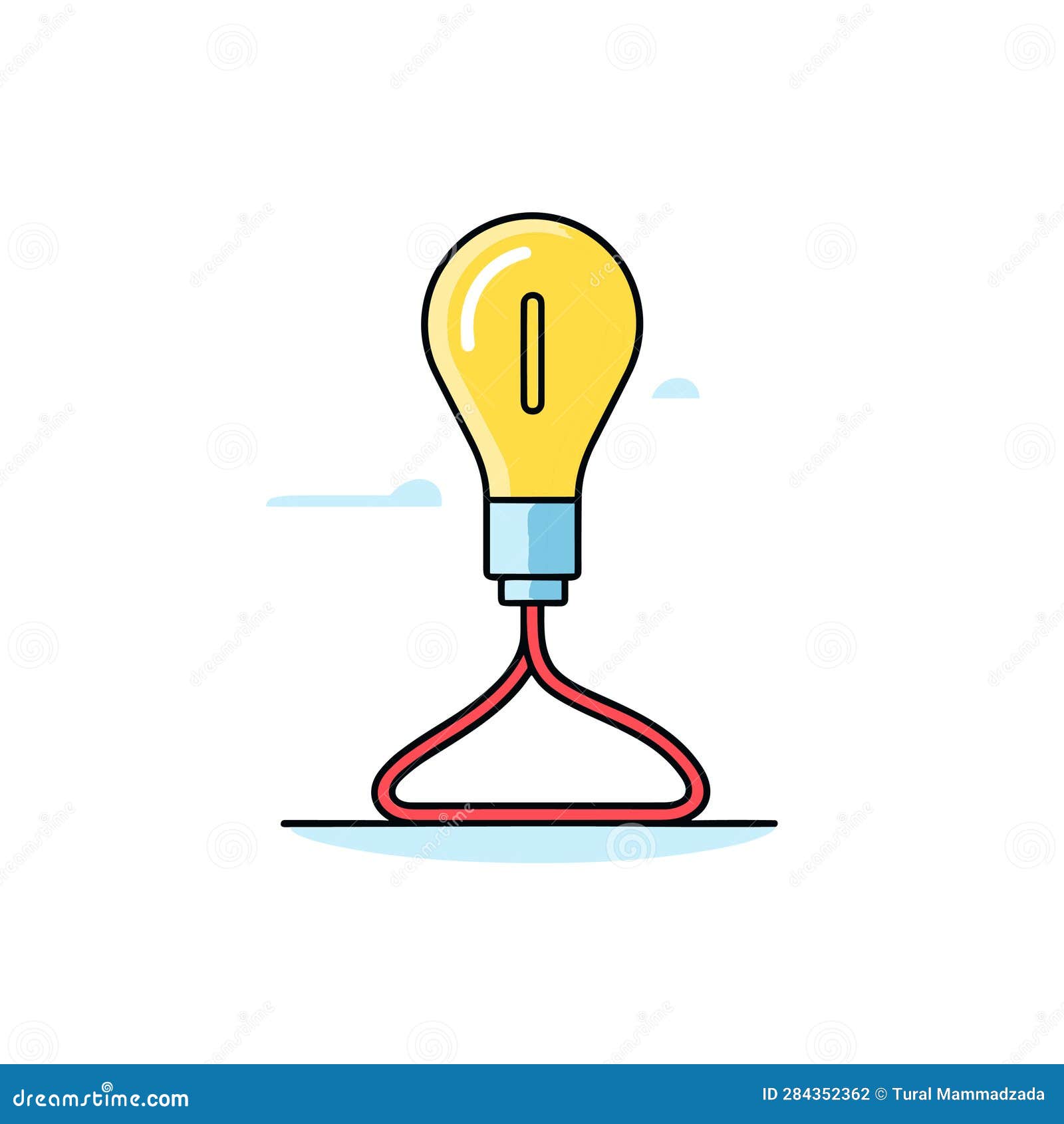 Vector of a Red Cord Plugged into a Light Bulb Stock Vector ...
