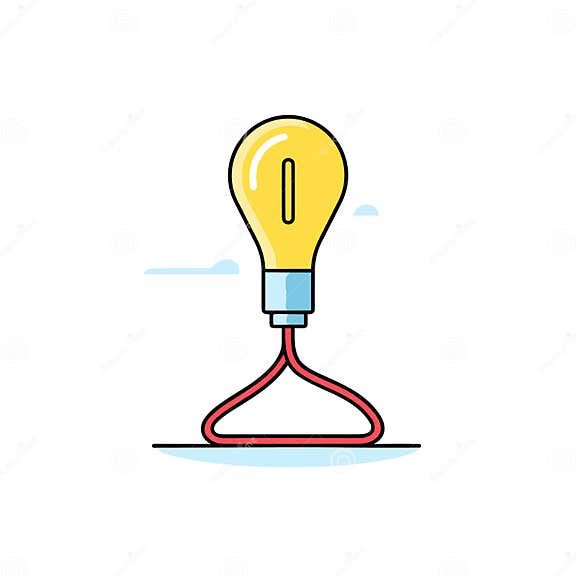 Vector of a Red Cord Plugged into a Light Bulb Stock Vector ...