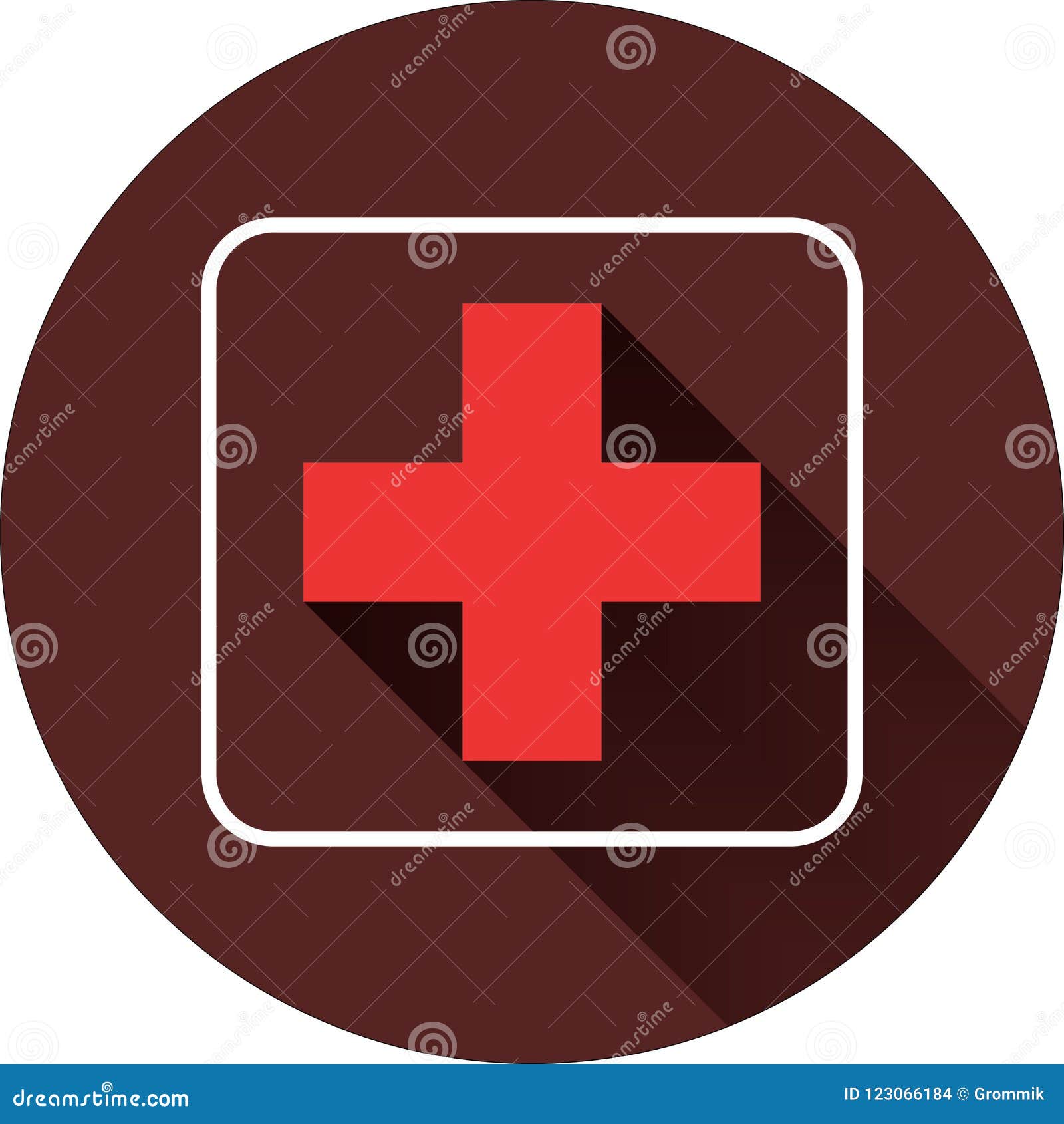 Red Cross in the Contour of a Square with a Shadow, Vector Editorial ...