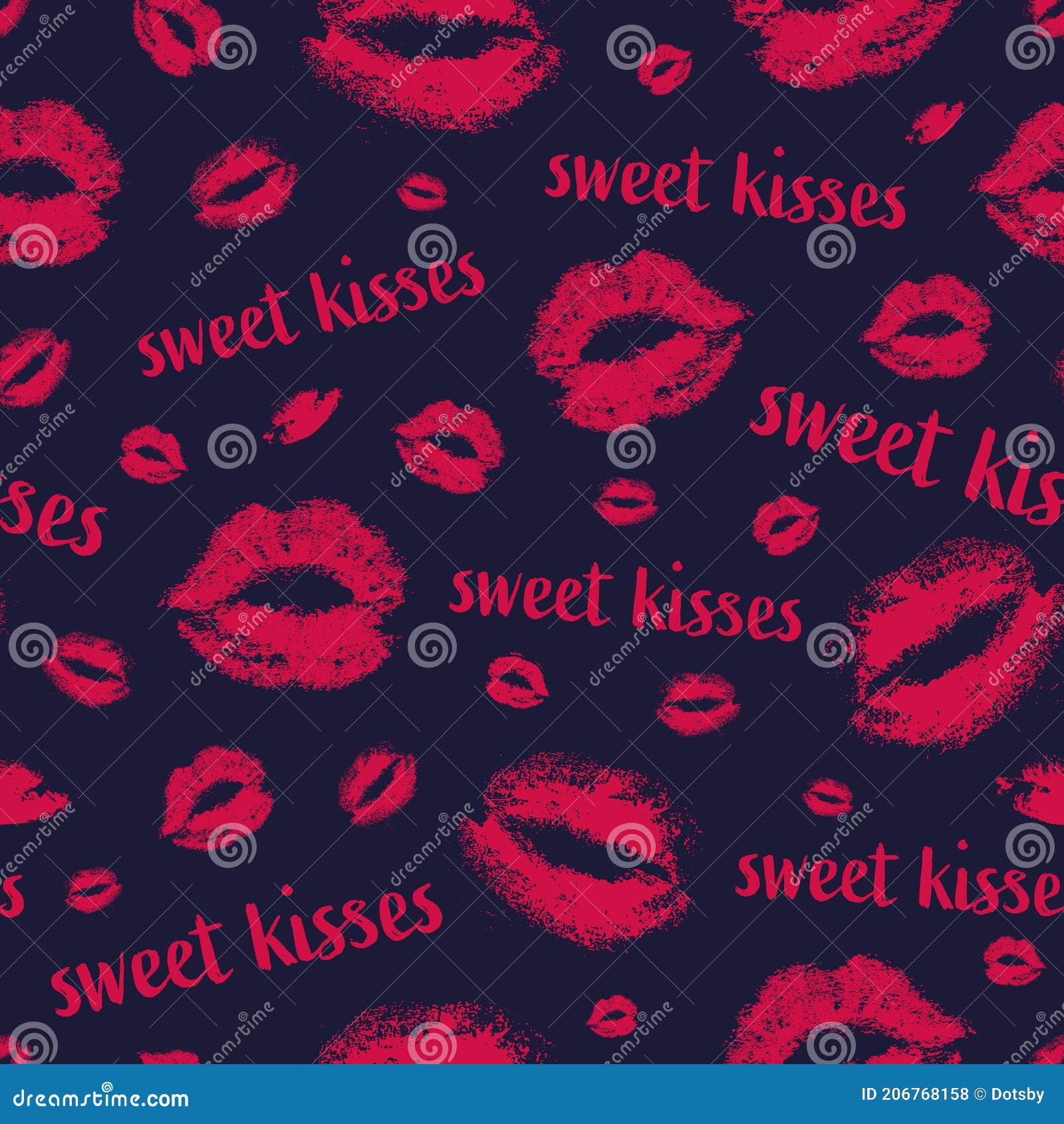 Vector Red Dark Blue Lips Prints Seamless Pattern Stock Photo - Image ...