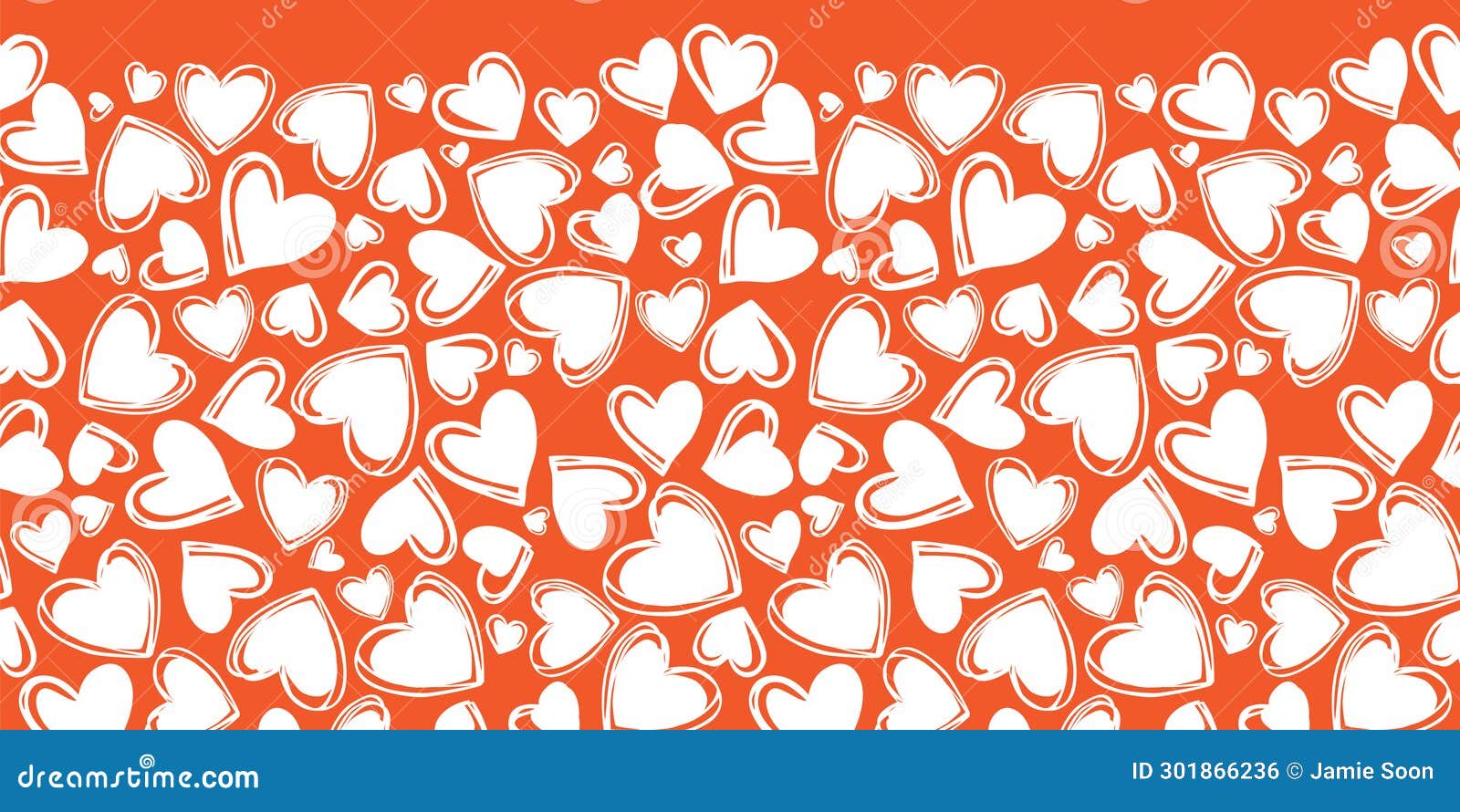 Vector Red Doodle Cute Multi Direction Hearts Valentine Horizontal ...