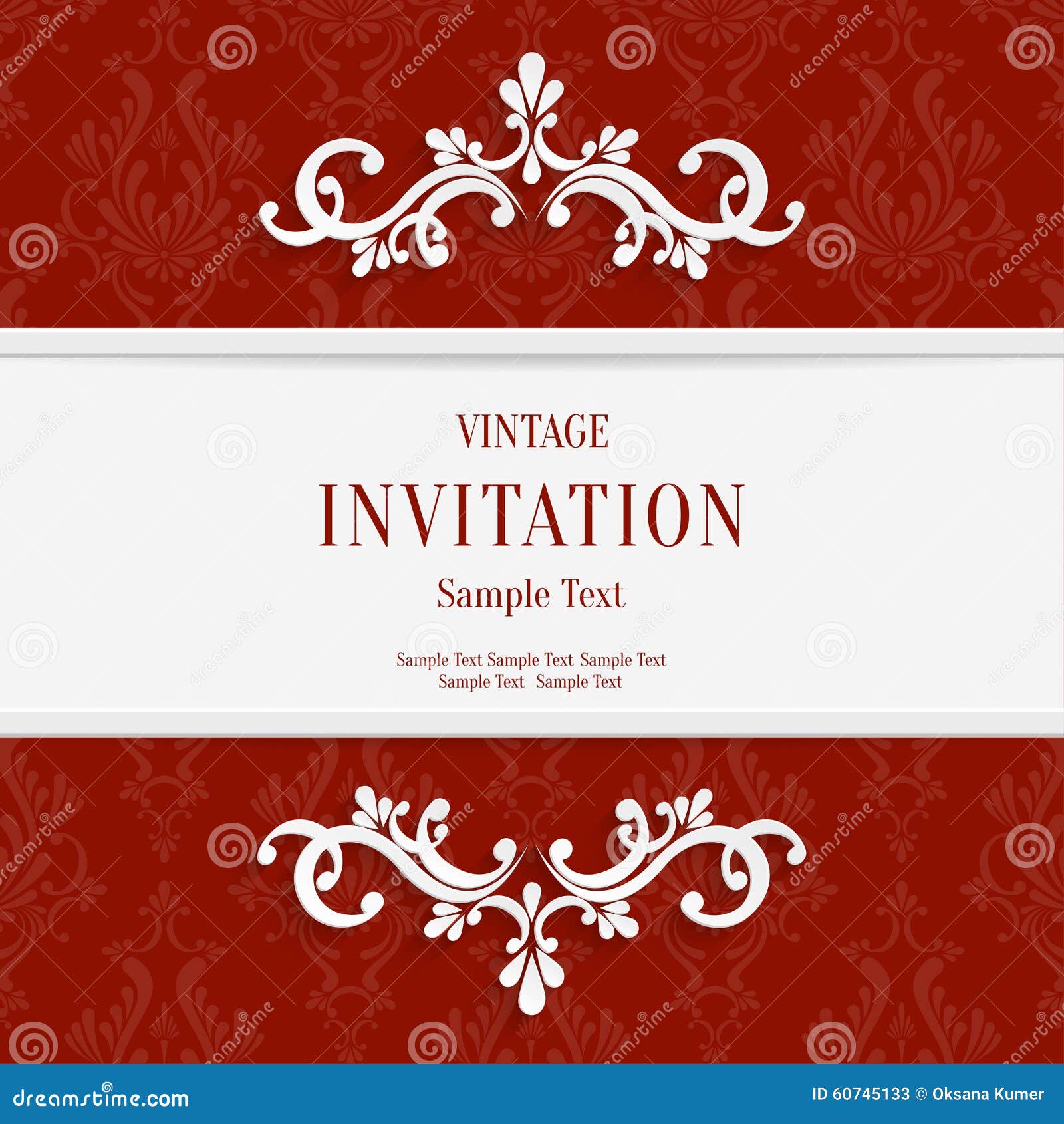 Vector Red Floral 3d Christmas Invitation Cards Background Stock Vector ...