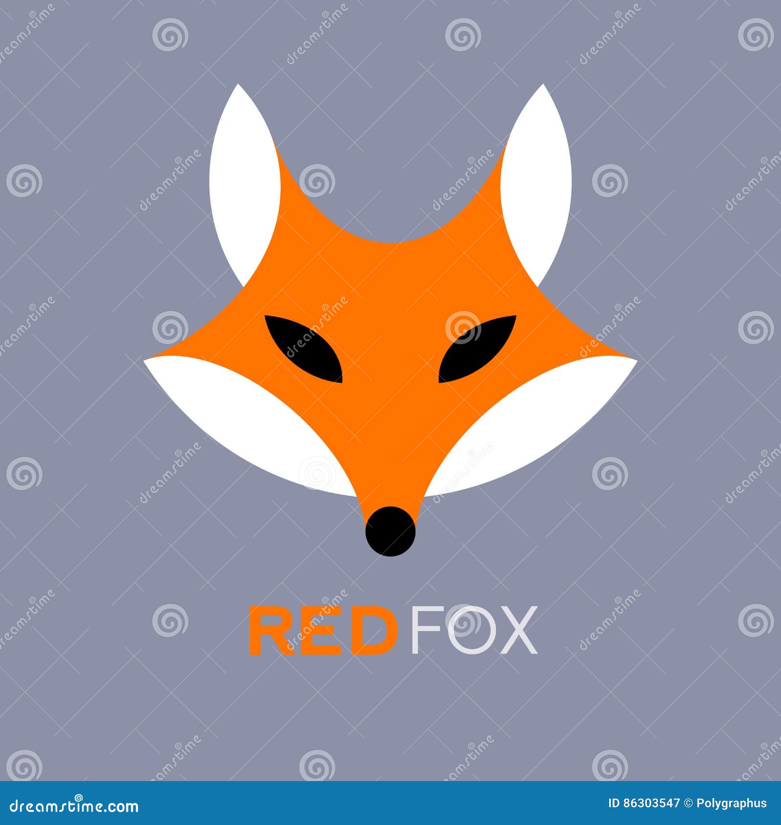 Vector Red Fox Head in Front View Stock Vector - Illustration of animal ...