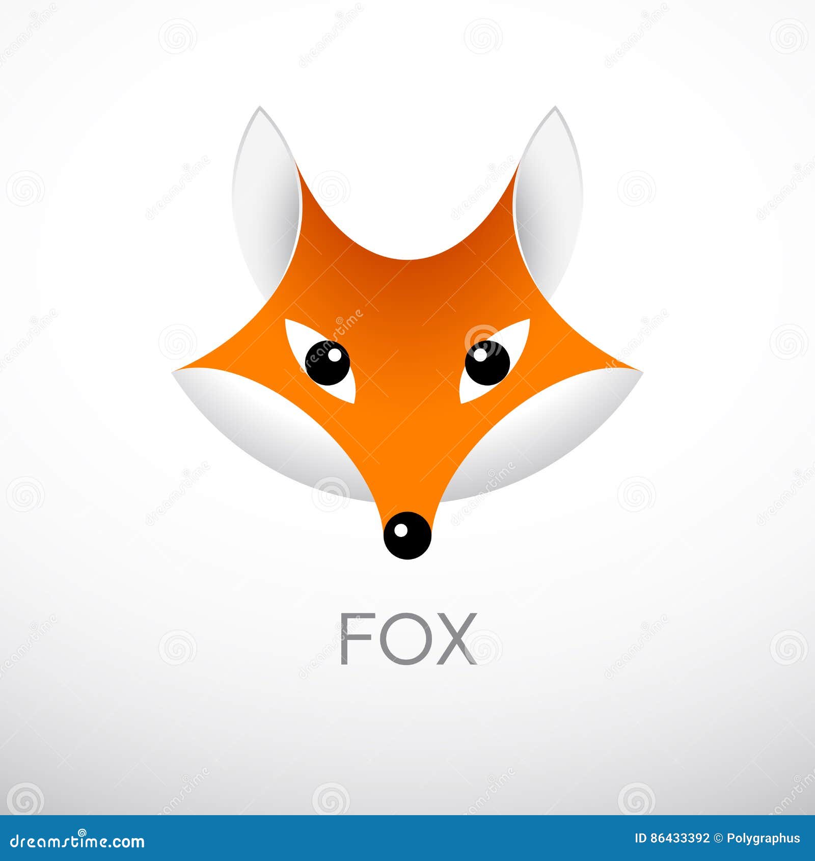 Vector Red Fox Head in Front View Stock Vector - Illustration of ...