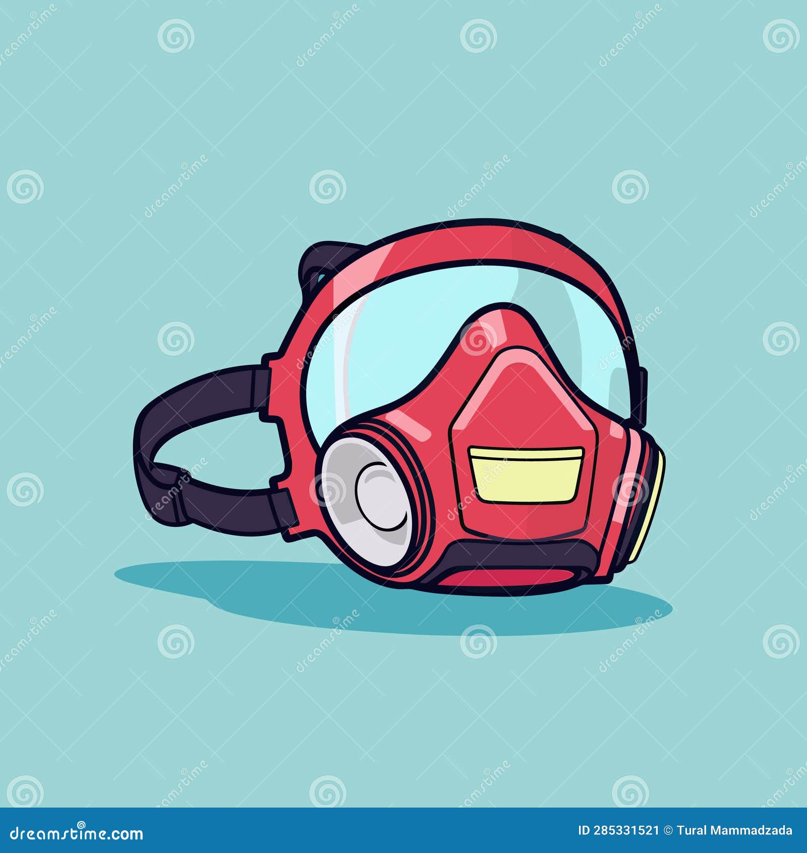 Vector of a Red Gas Mask on a Blue Background - Vector Illustration ...