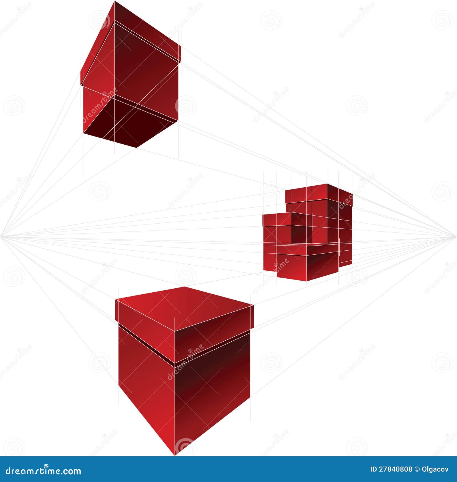 Vector Red Gift Boxes in Two-point Perspective Stock Vector ...