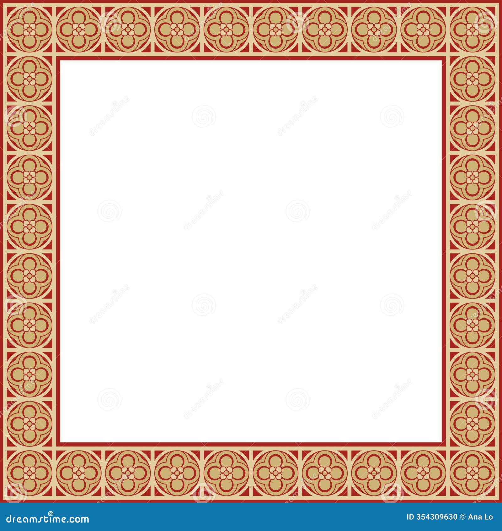 Vector Red and Gold Square Gothic Ornament. Stock Illustration ...