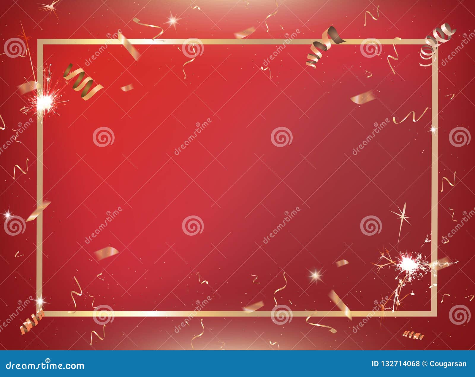 Red Gradient Party And Celebration Background With Golden Border Stock ...
